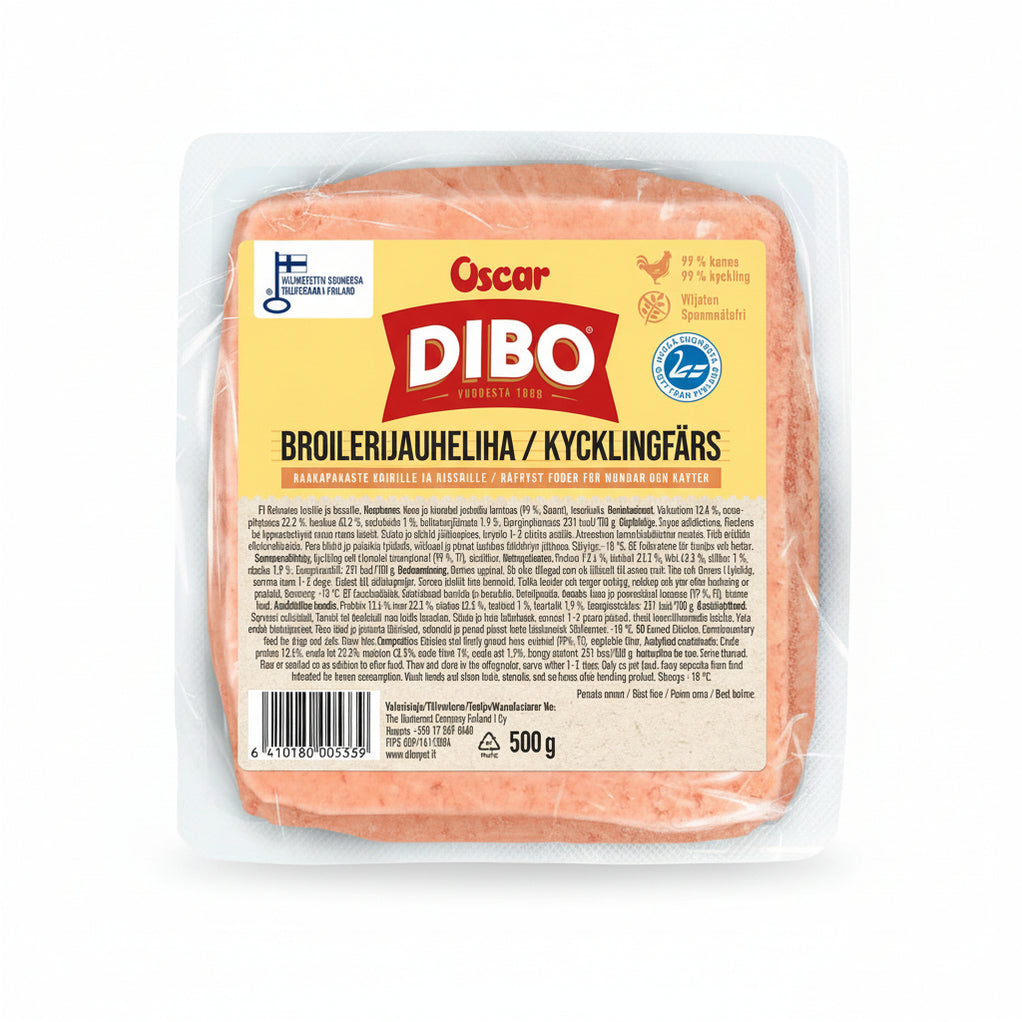 DIBO Broilerijauheliha 500g. Raakapakaste koirille ja kissoille. — The ...